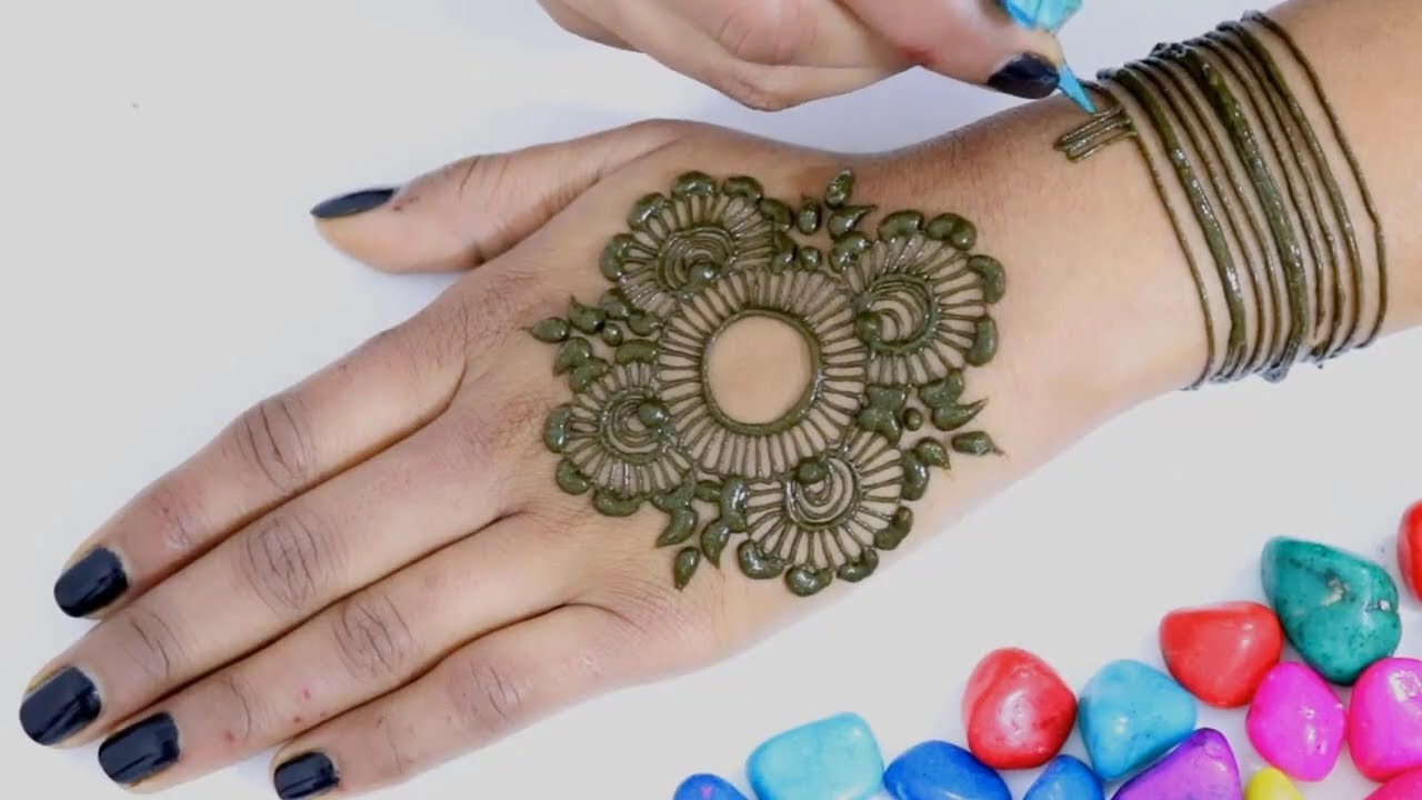 Very Easy Mehndi Design For Hand || Simple Shaded Mehndi Design ...