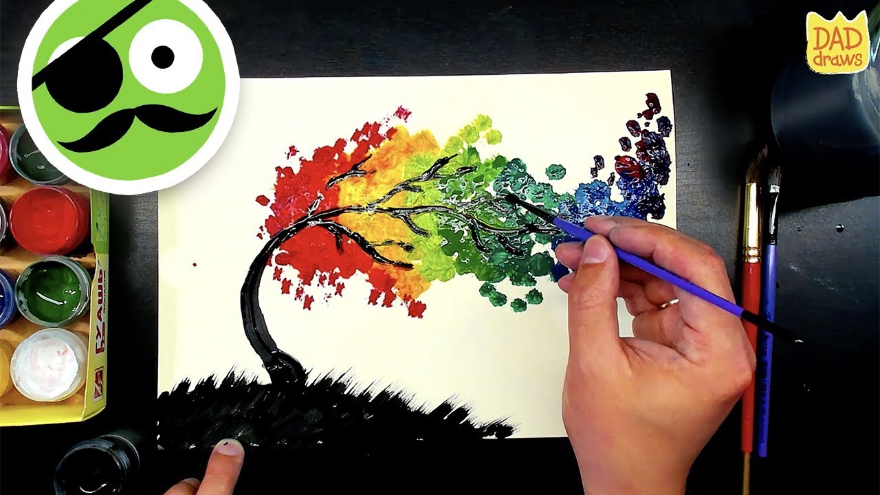How to paint a rainbow tree - YouTube
