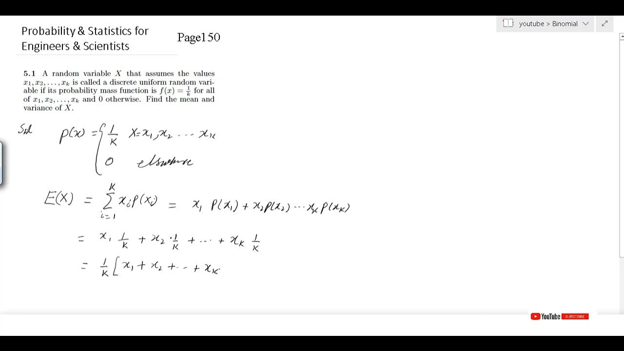|Mean and Variance of Discrete Uniform Random Variables|Uniform ...