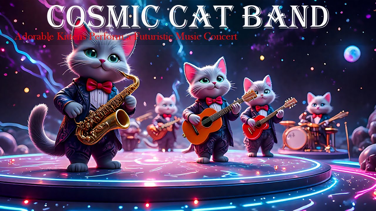 Cosmic Cat Band 🎷 Adorable Kittens Perform a Futuristic Music Concert ...