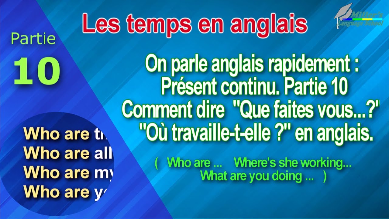 On parle anglais rapidement. Présent continu. Comment dire «Que faites ...