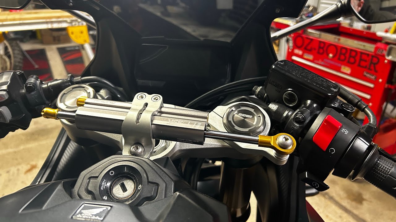 Honda cbr 650r steering dampener install - YouTube