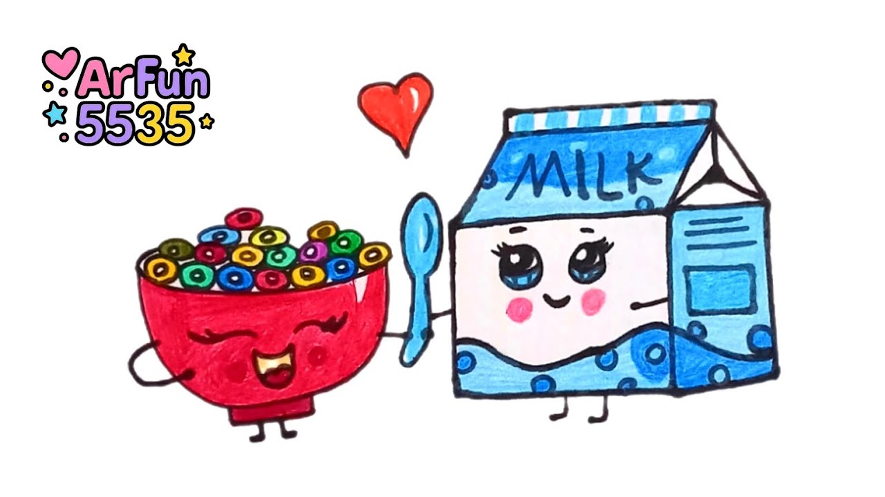 CUTE MILK & CEREAL Drawing – So Easy and FUN for Kids! - YouTube