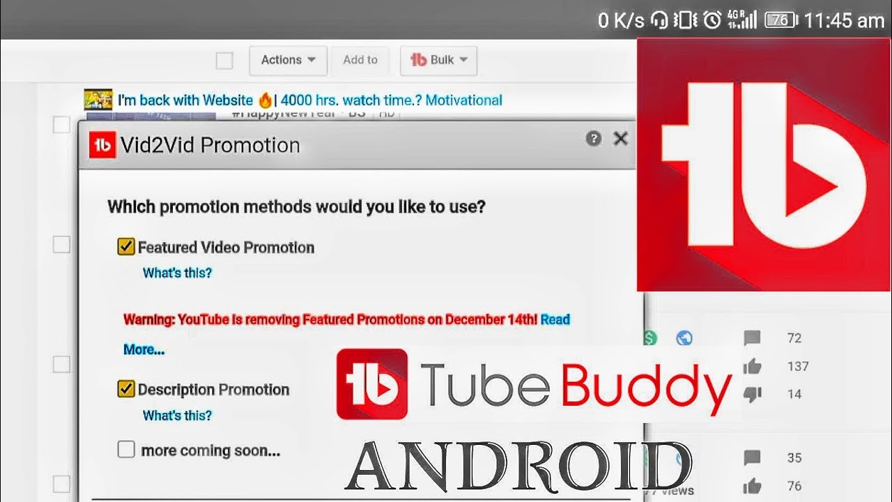 Tube buddy for Android - how to use TubeBuddy on smartphone - YouTube