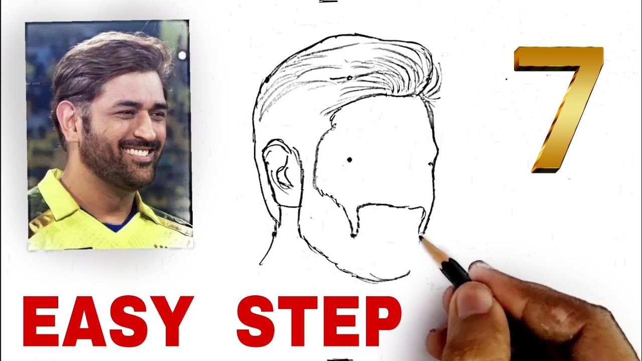 How To Draw Ms Dhoni Drawing Easy Ms Dhoni Drawing Youtube