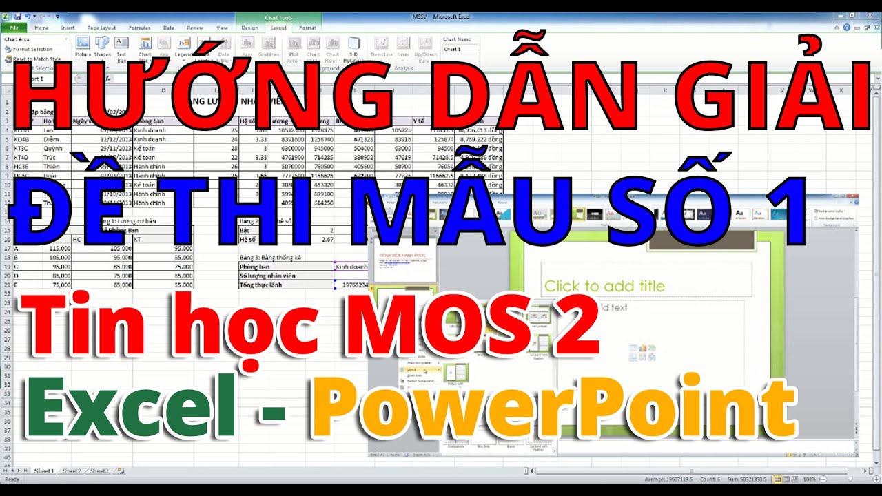 Tin học MOS 2 (Excel - PowerPoint) - Đề thi mẫu Số 1 - Bộ đề ôn thi kết thúc học phần Tin học ...
