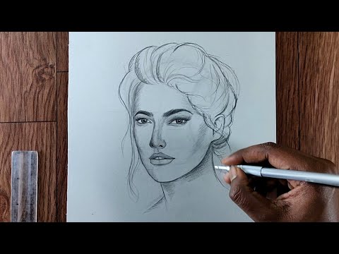 How to draw beautiful female face (Loomis Head Method) - YouTube