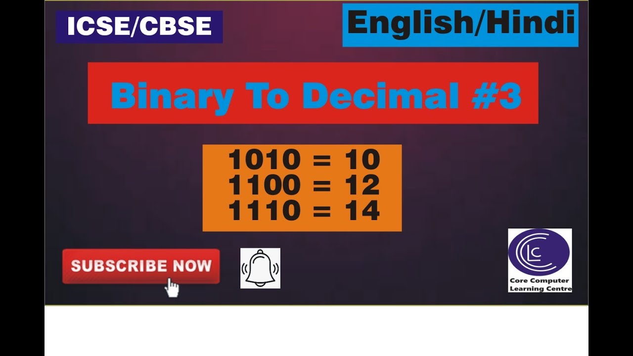 Binary To Decimal Conversion 3 In Englishhindi Youtube