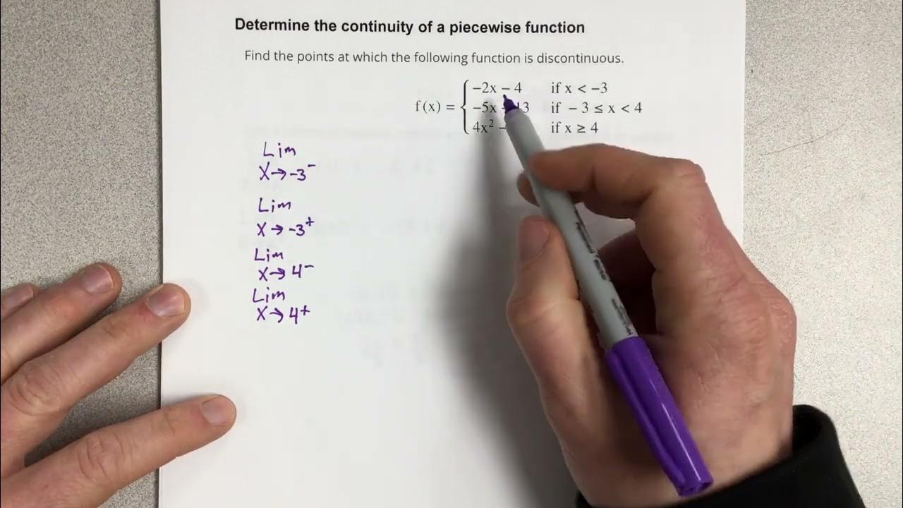 Determine the continuity of a piecewise function - YouTube