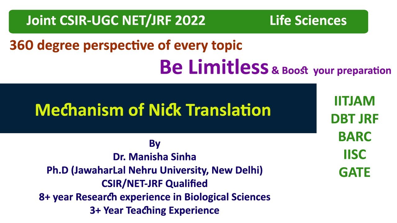 Mechanism of Nick translation|| Joint CSIR UGC NET JRF|| Dr. Manisha ...