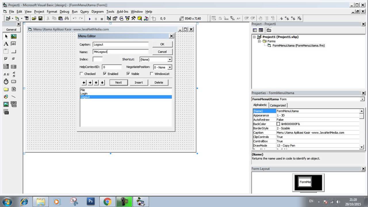 BAB 2 - Membuat Form Menu Utama Aplikasi Kasir VB 6 - YouTube