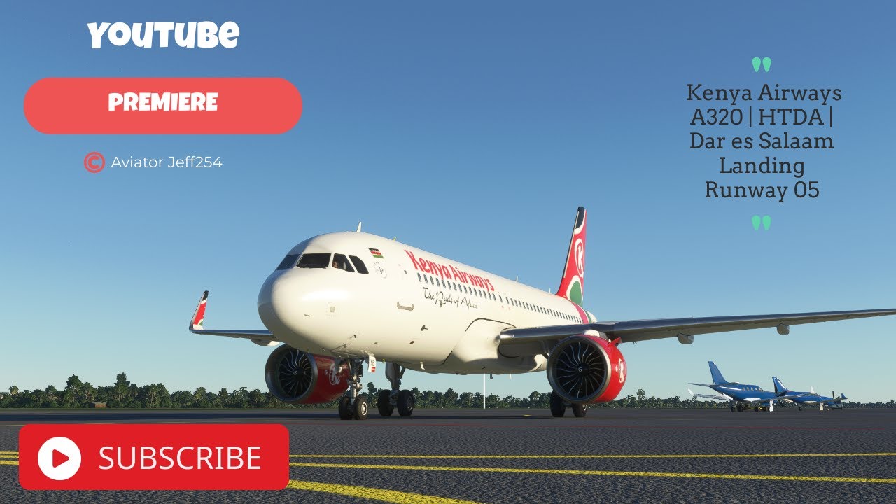 MSFS2020 | Kenya Airways A320 | HTDA | Dar es Salaam Landing Runway 05 ...