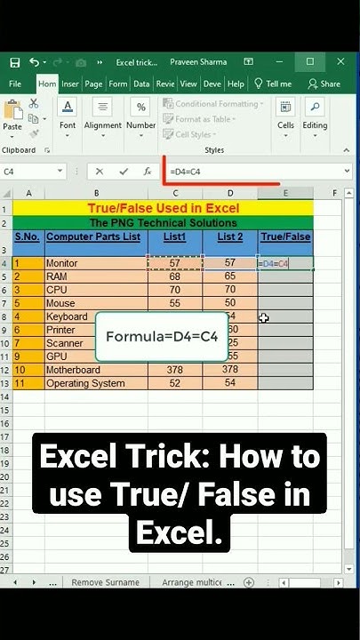 Excel Trick: How to use True/ False in Excel. - YouTube