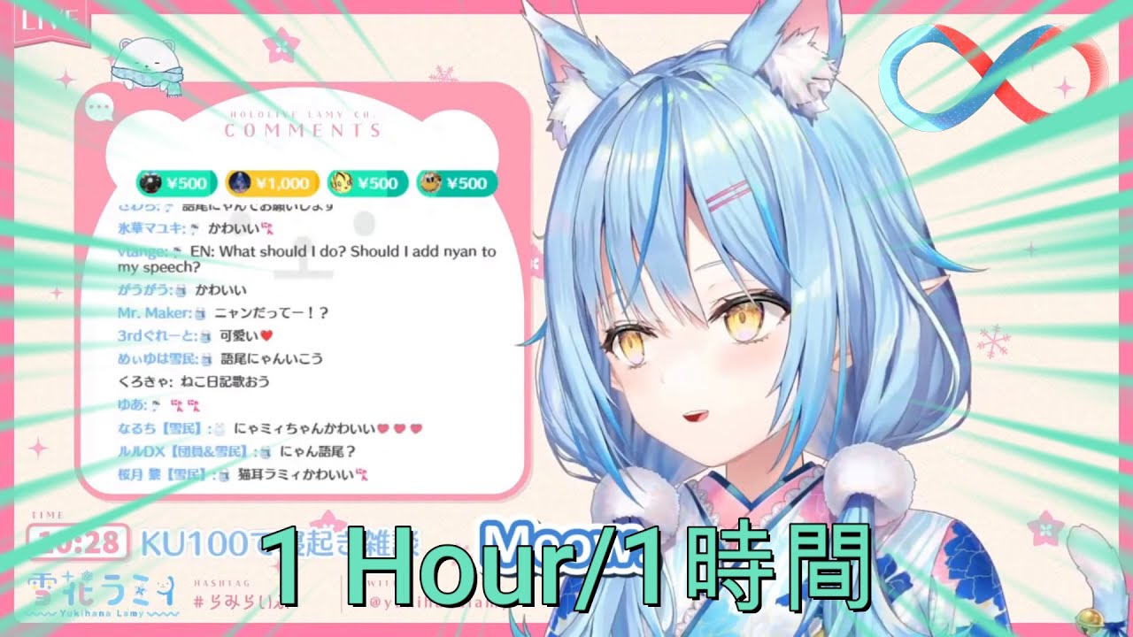 [1 Hour] Yukihana Lamy says Meow with Cat Ears I 雪花ラミィが猫耳で「にゃー」と言います ...