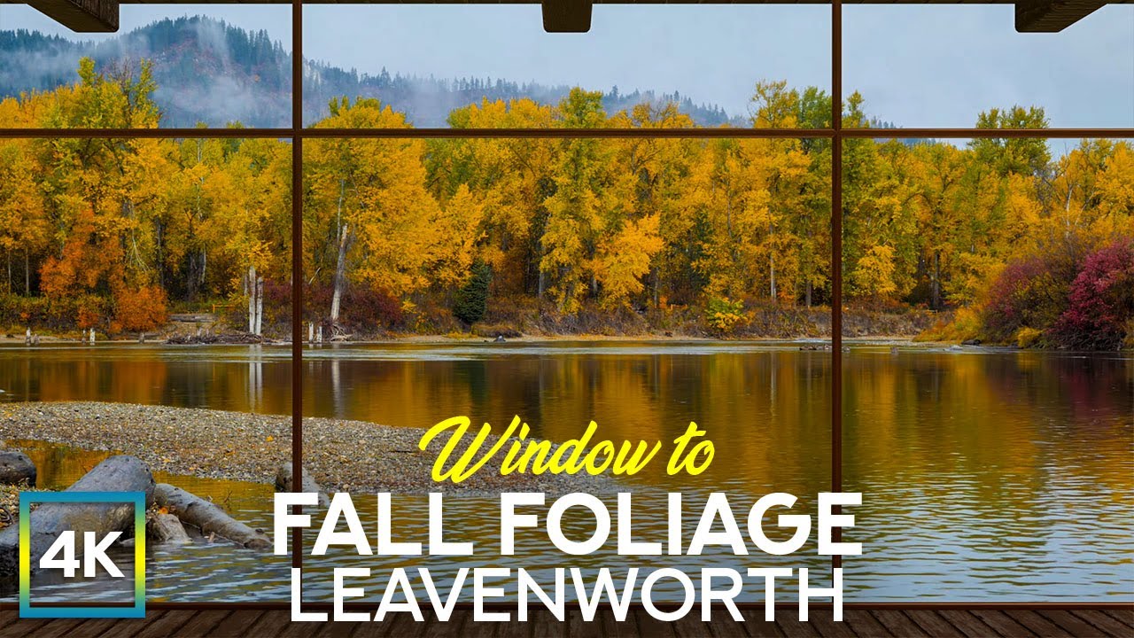 4K Virtual Window to Autumn Scenery of Waterfront Park, Leavenworth ...