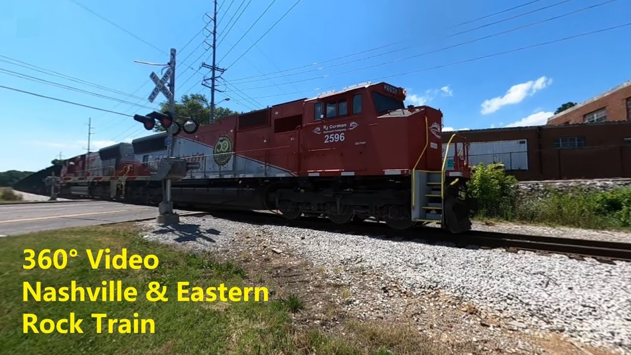 360° Video - Nashville & Eastern Rock Train, SD70M Pair at Stewarts Ferry Pike - YouTube