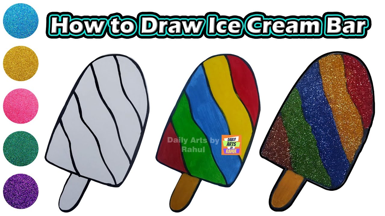 How to Draw an Ice Cream Bar for Glitter Easy | Coloring Page for Kids ...