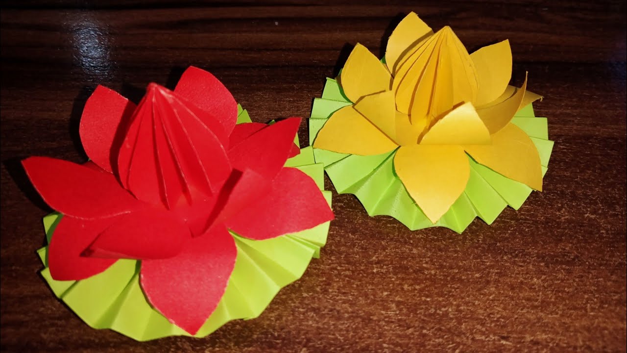 How to make origami lotus flower//kagaj ka phool //paper flower craft ...