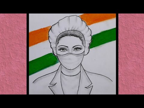 How to draw a nurse with mask drawing // easy nurse drawing - YouTube