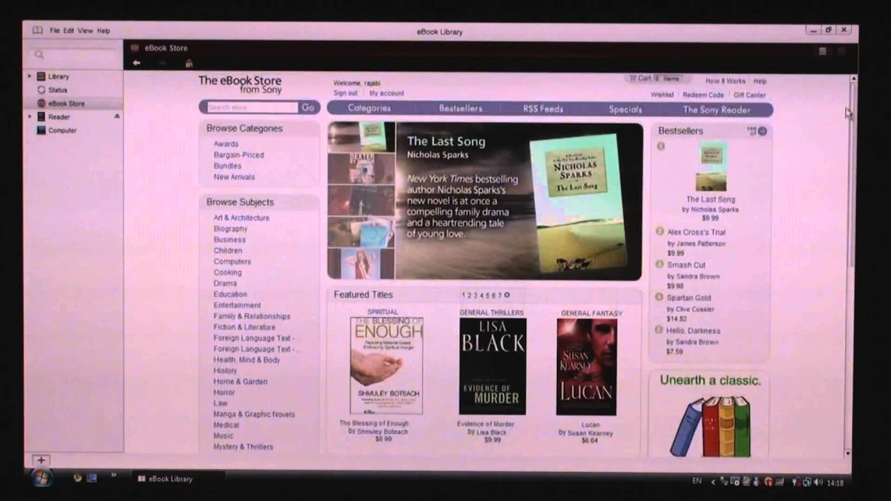 Sony Reader Store Walkthrough Technòlògy - Yoùtùbe - HD - YouTube
