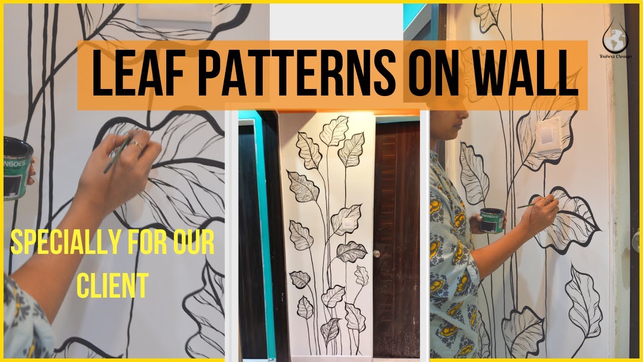 Wall painting | Leaf painting on wall | Abstract painting | Interior ...