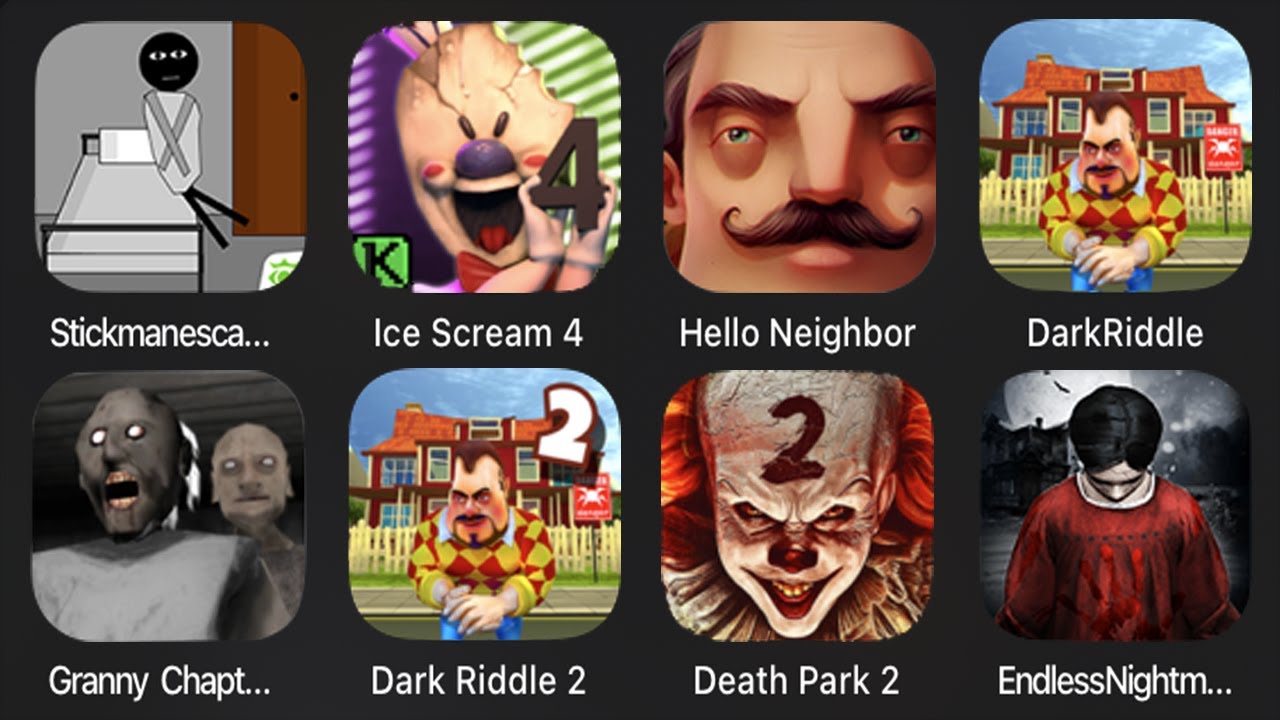 Stickman Escape Madhouse,Ice Scream 4,Hello Neighbor,Dark Riddle,Granny ...