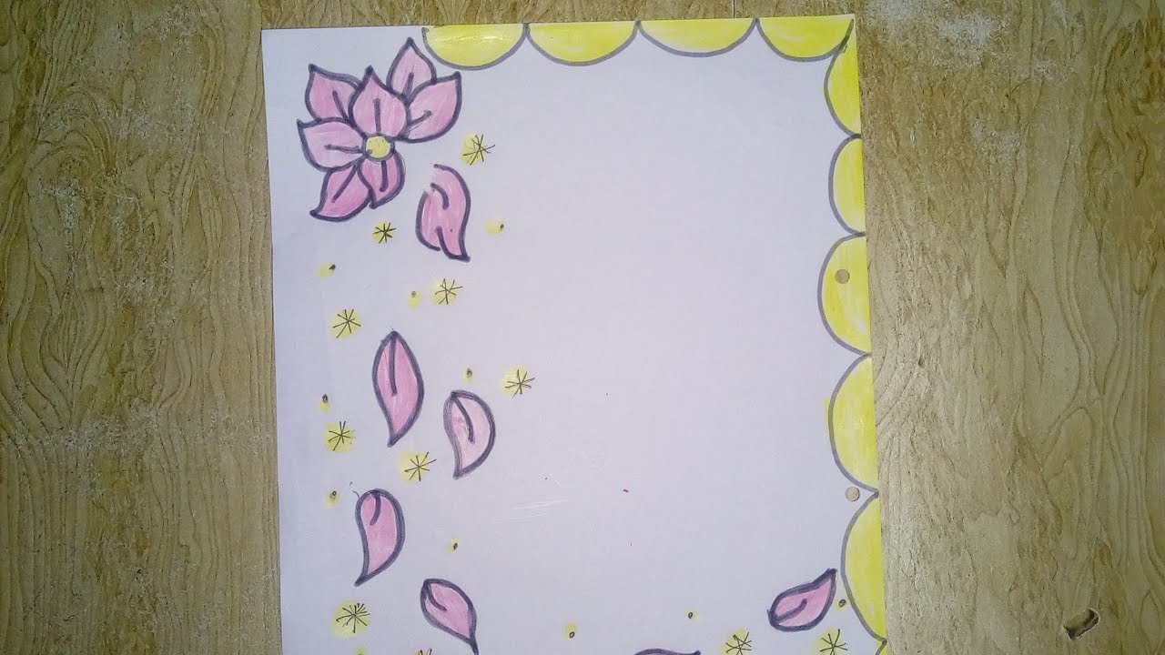how to draw border design of A4 size paper // beautiful // easy - YouTube