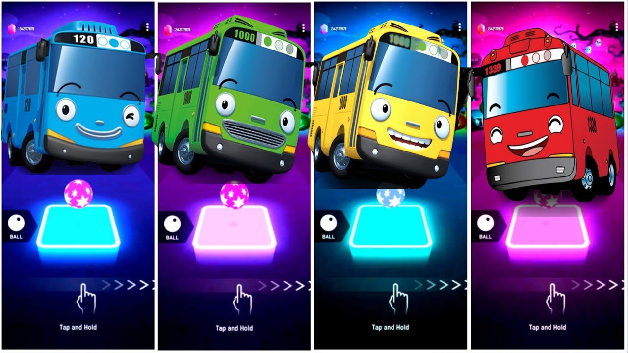 Tayo The Little Bus - Green 🆚 Red Bus 🆚Yellow Bus 🆚Green Bus Tiles Hop ...