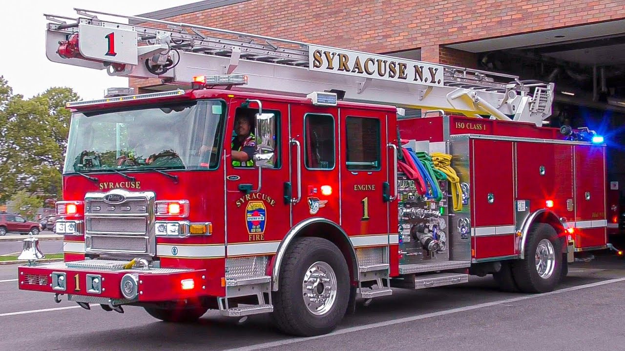 Syracuse Fire Dept. Engine 1 & AMR x2 Responding - YouTube