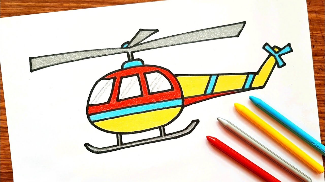 How to draw a helicopter easy | Air transport drawing for beginners ...