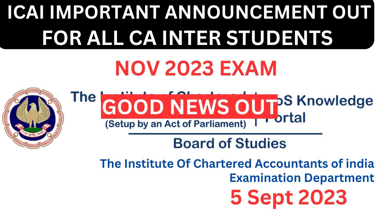 icai important announcement out for all ca inter students for nov 2023 ...