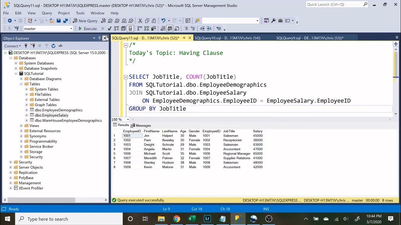 Intermediate SQL Tutorial | Having Clause - YouTube