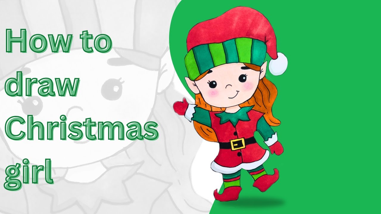 How to draw a Christmas girl 🎄👩🏻‍🦳 | - YouTube
