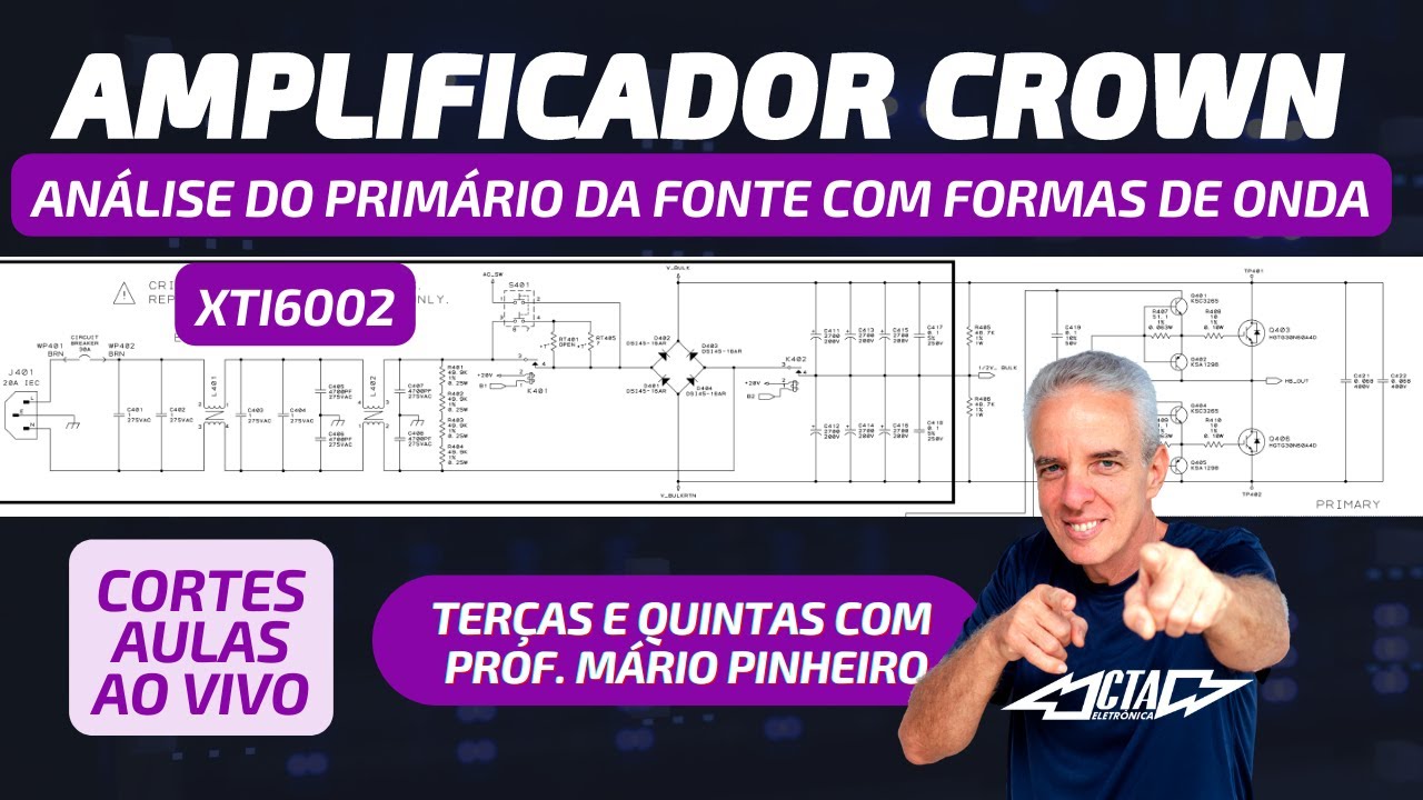 Análise do esquema da fonte do amplificador Crown XTi6002 e formas de ...