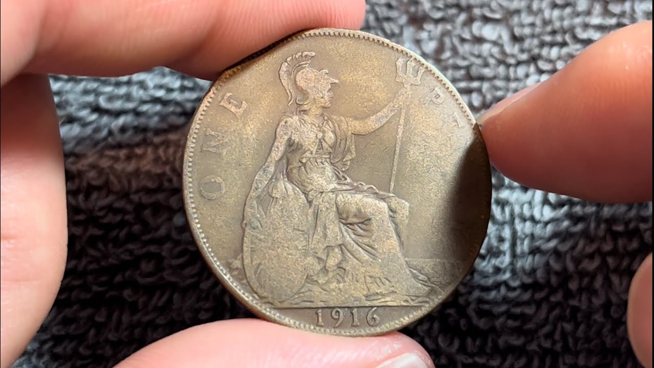 1916 United Kingdom One Penny Predecimal Coin • Values, Information ...