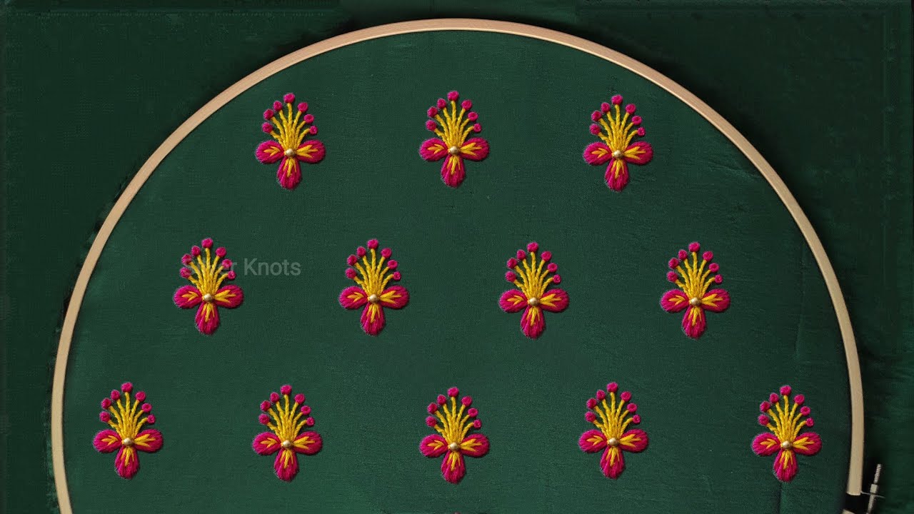 Hand Embroidery| All Over Butti Design For Blouse / Dresses | Silver ...