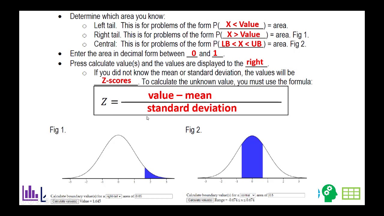 Values from Normal Probabilities on Stapplet - YouTube