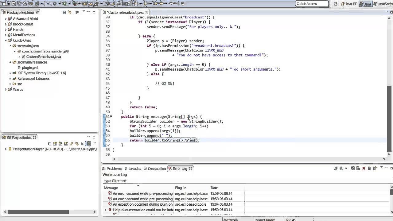 Quick Ones - Bukkit plugin tutorial - How to broadcast custom Message. - YouTube
