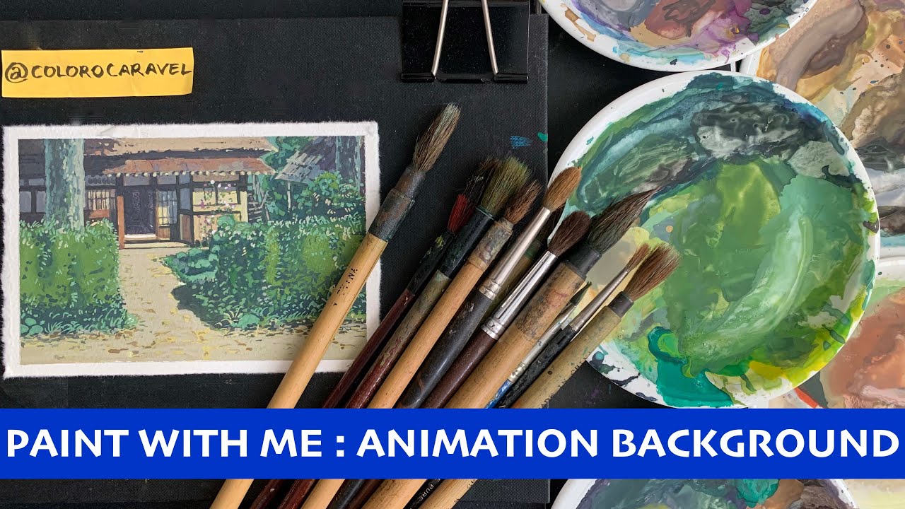 PAINT WITH ME | Relaxing Painting Tutorial. Studio Ghibli Background ...