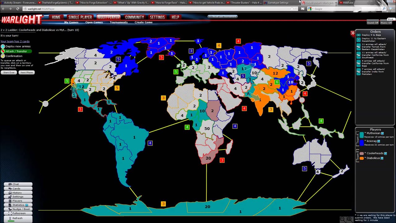 WarLight - 2v2 Ladder14 P2: Coolerheads & Diabolicus - YouTube