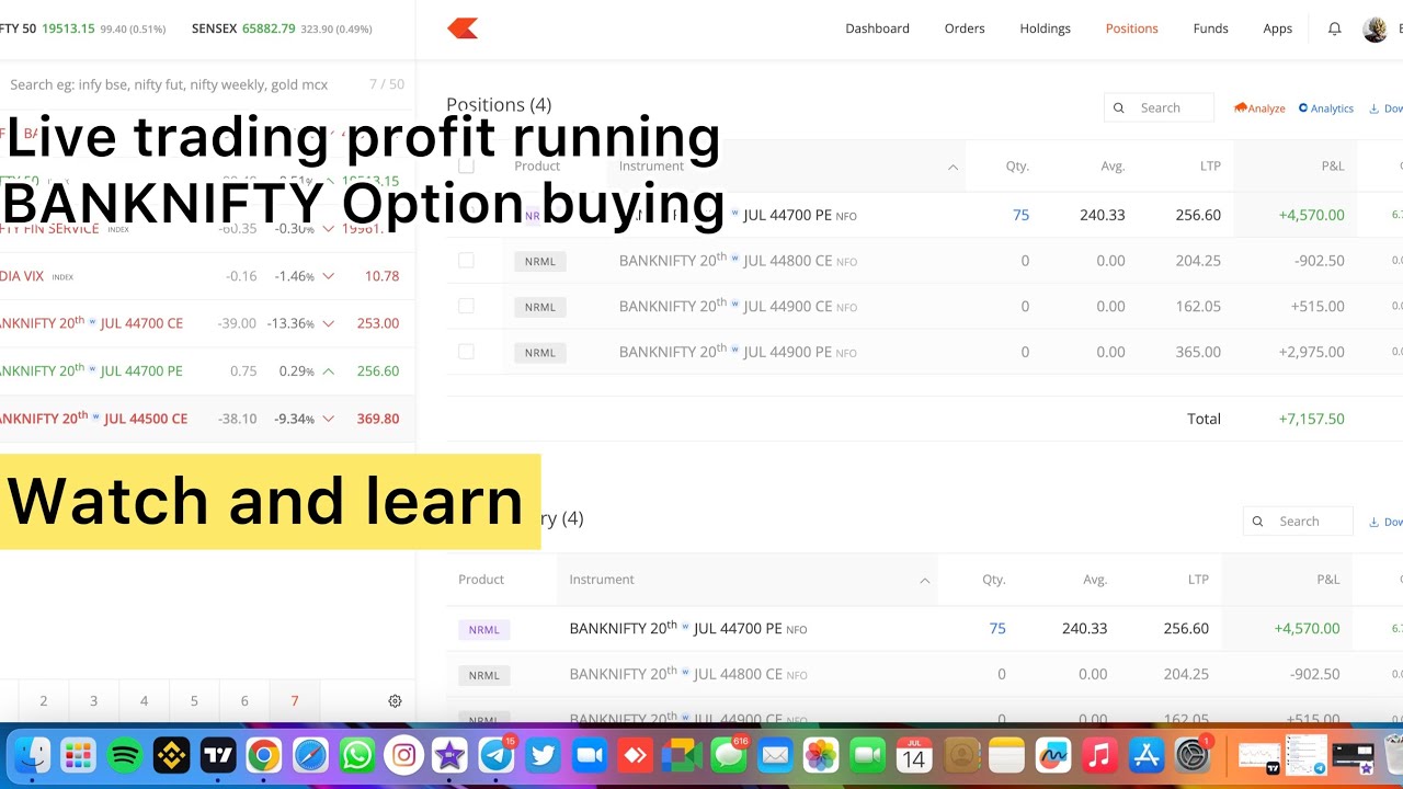 Live zerodha kite position running ₹8,000+ profit running + logic - YouTube