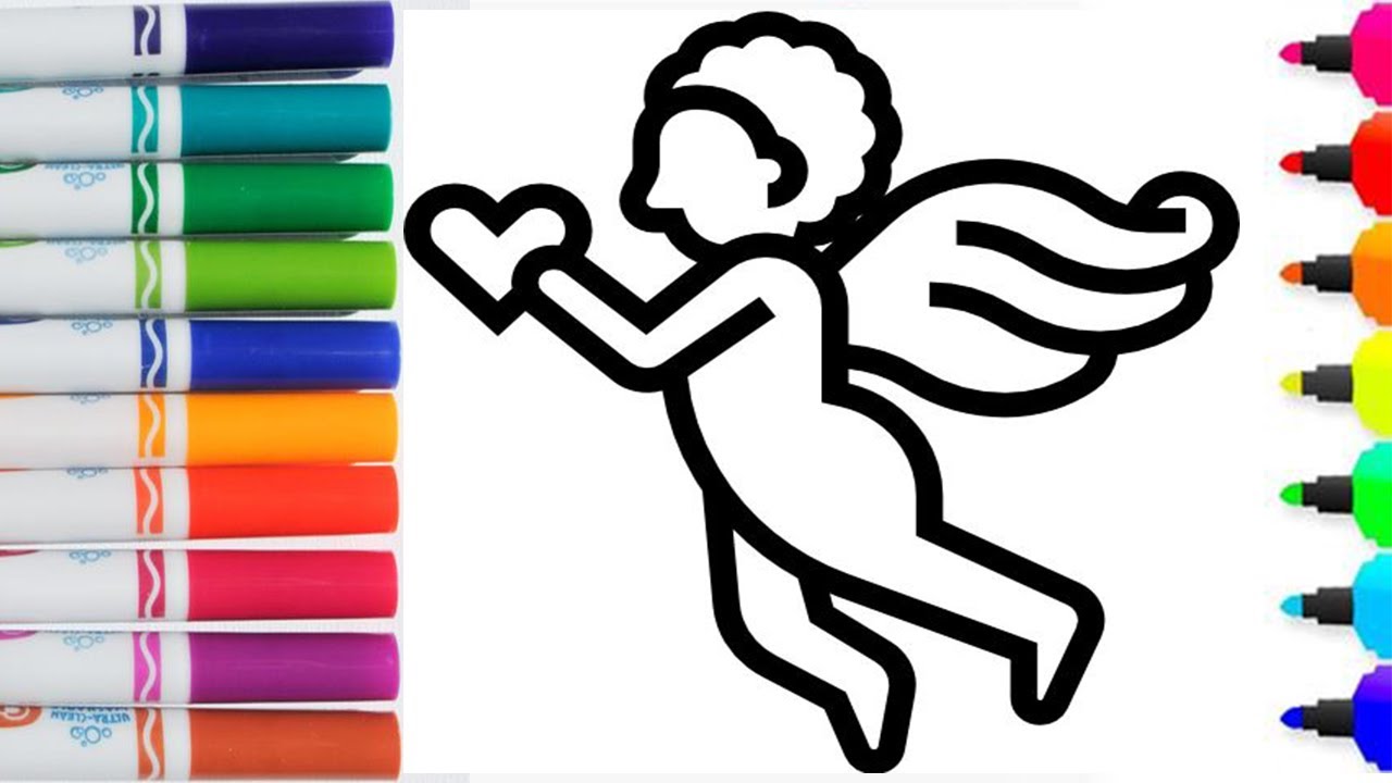 Cupid 💘🌈🔴🟡🟢easy way to drawing and coloring for kids| Drawing Basics ...