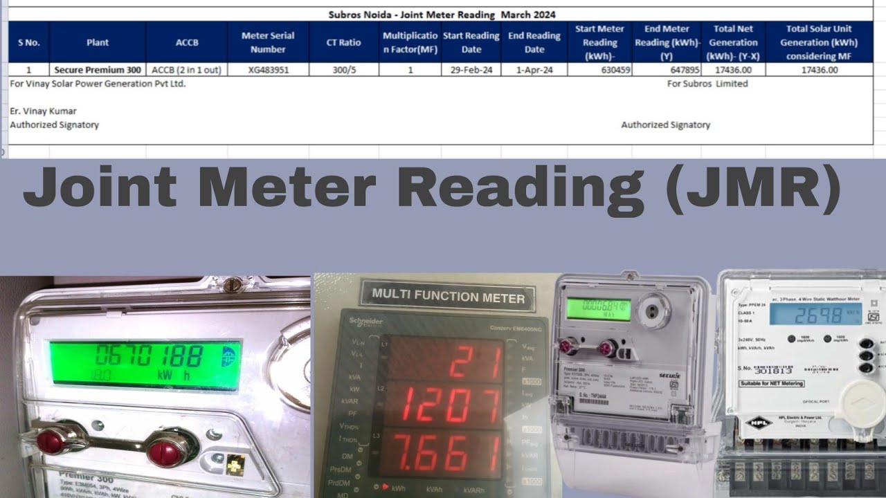 JMR || Joint meter reading || JMR for Solar power plant || Energy meter ...
