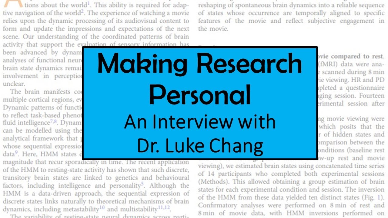 Making Research Personal: Dr. Luke Chang - YouTube