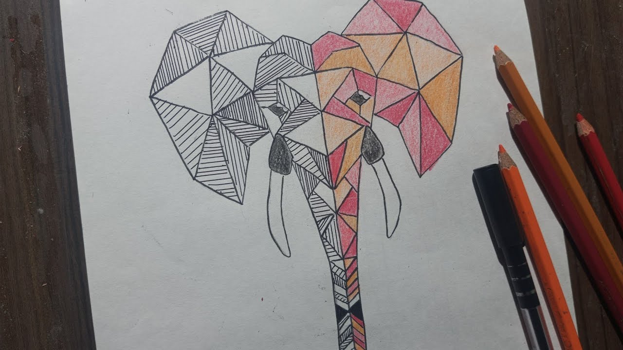Geometric Elephant Drawing | Geometry Animal | Elementary Drawing - YouTube