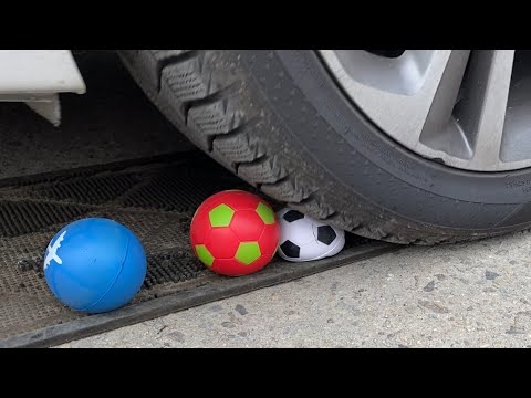ran over balls with a car / наехал на мячики антистресс машиной - YouTube