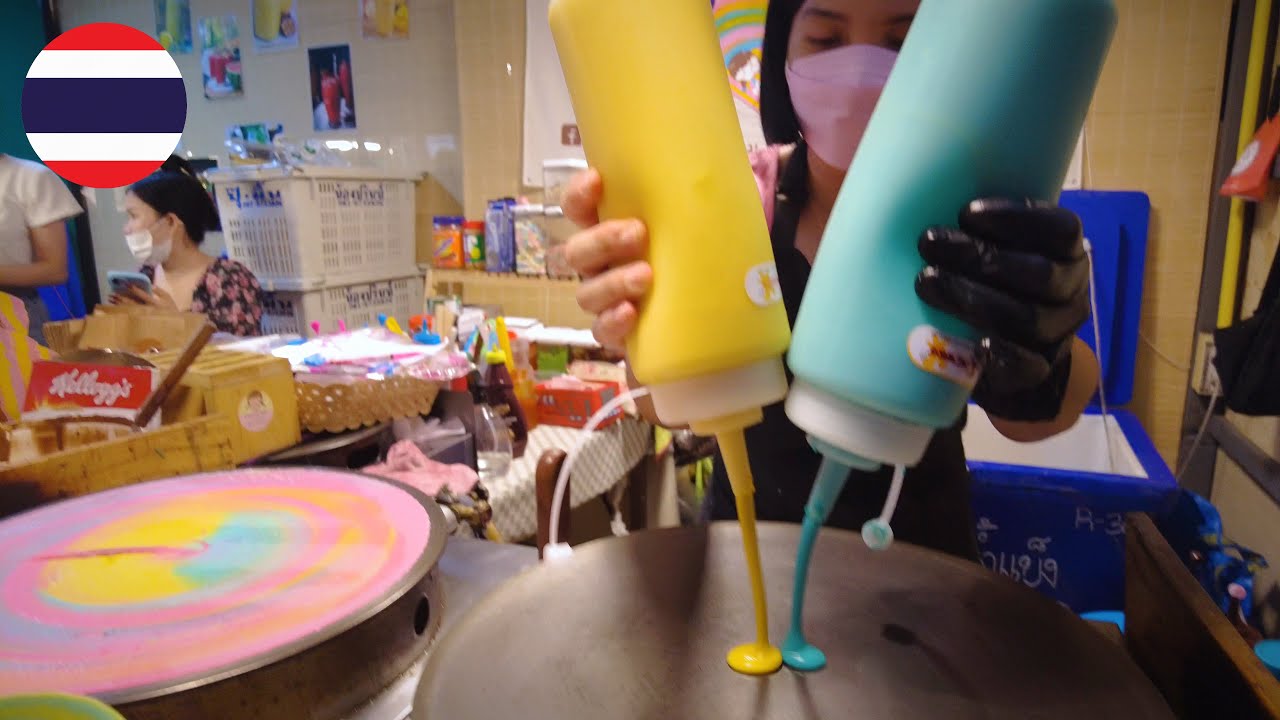 Rainbow Galaxy Crepes in Jodd Fairs Night Market - Thailand Street Food ...