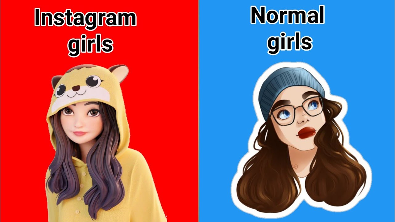 Instagram girls vs normal girls 💁🏻‍♀️😎👱🏻‍♀️👩🏻‍🦰 Tikelal Chitara 2 - YouTube