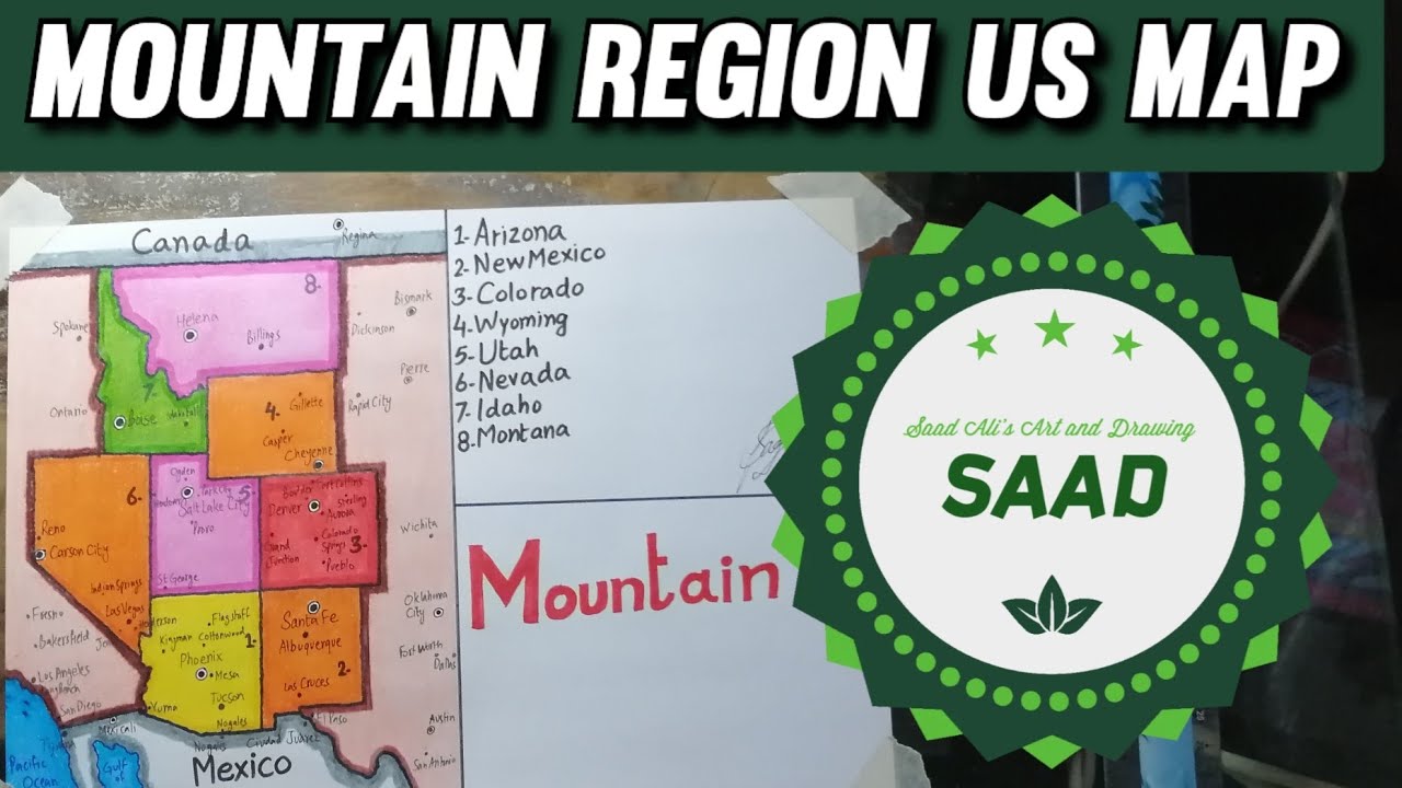 How to draw Mountain region States map SAAD - YouTube