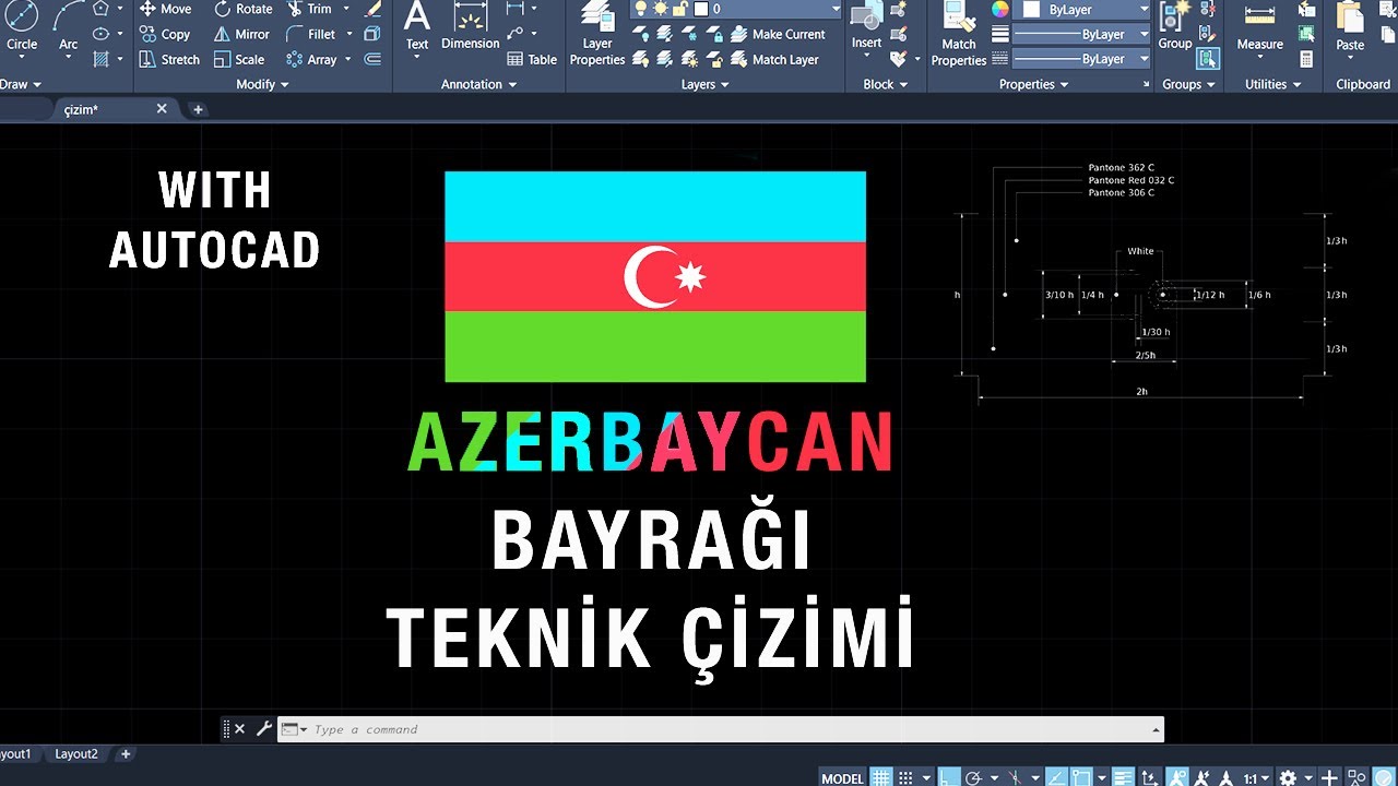AZERBAYCAN BAYRAĞI TEKNİK ÇİZİMİ | how to draw Azerbaijan Flag in ...